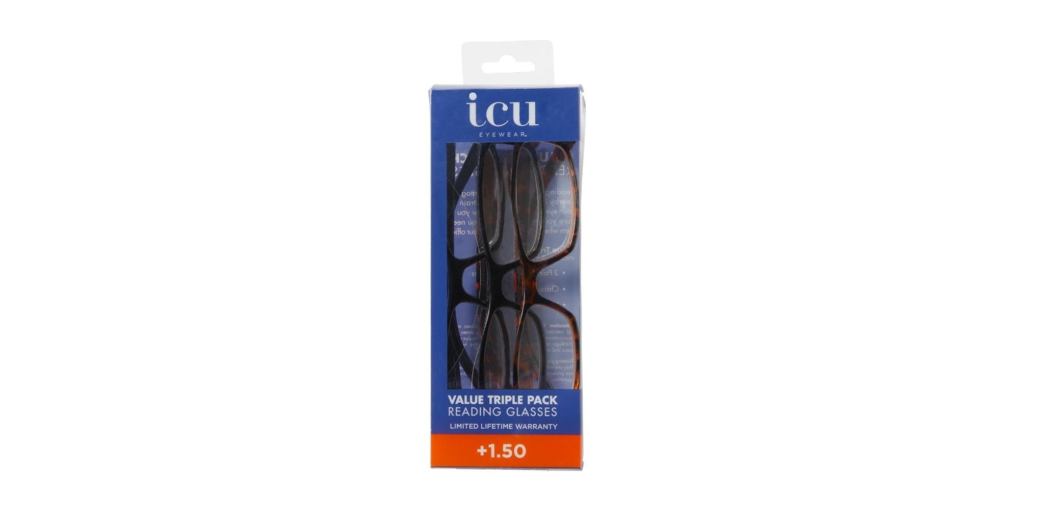 ICU Eyewear - 3-Pack Reading Glasses: Tortoise/Black Reading Glasses ...